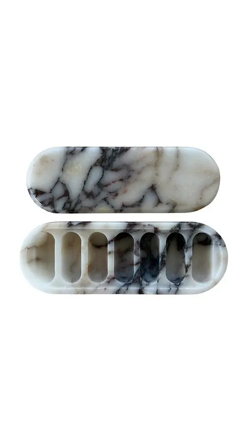 LAUREN ELIZABETH Marble Pill Box In Black, White - N,a
