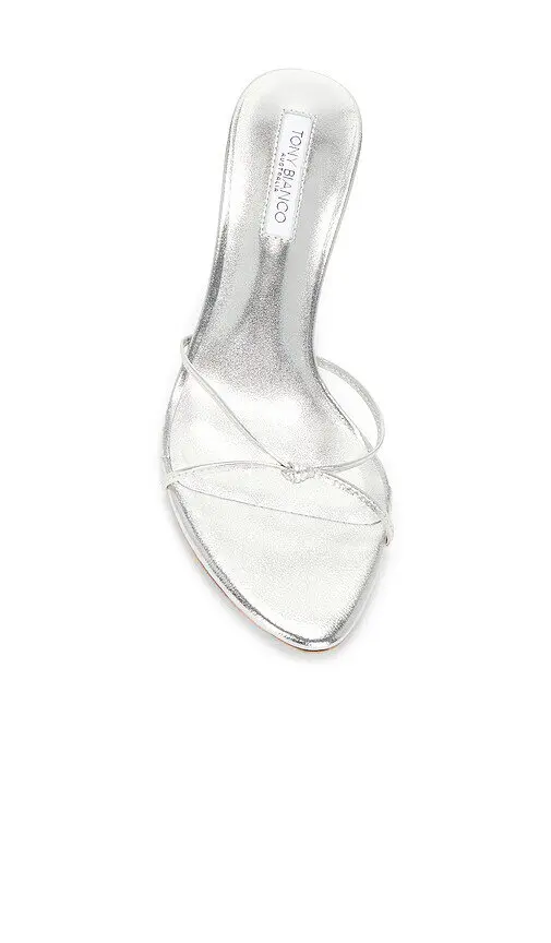 TONY BIANCO Dana Metallic Leather Kitten Heel Sandal - Silver Metallic