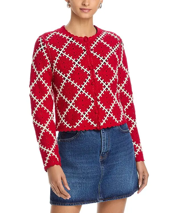 FRAME Crochet Diamond Cardigan Sweater