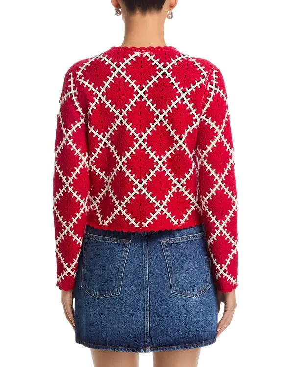 FRAME Crochet Diamond Cardigan Sweater