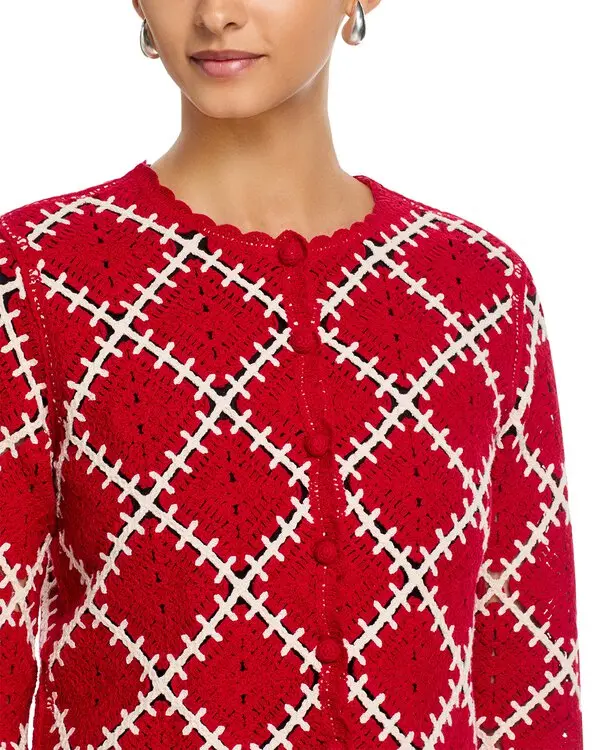FRAME Crochet Diamond Cardigan Sweater