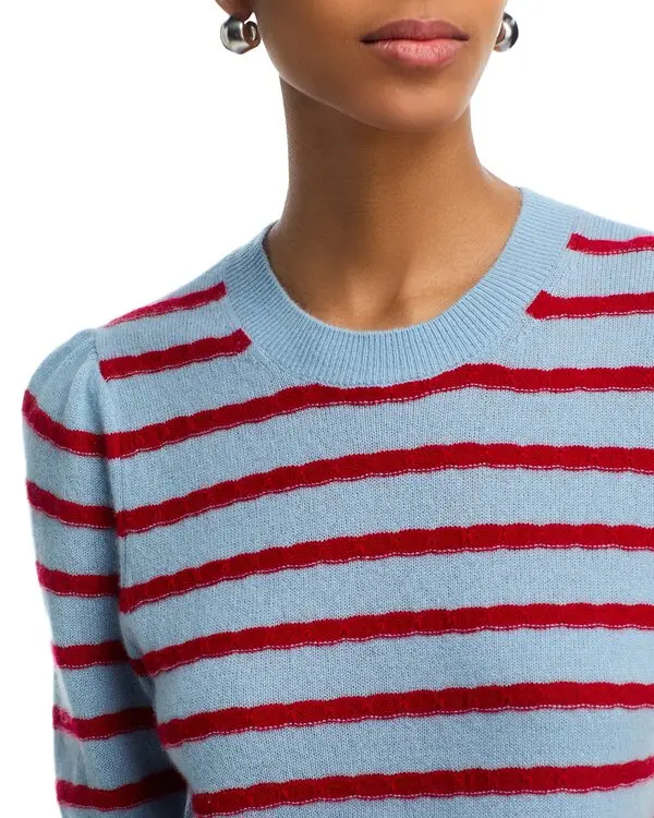 FRAME The Striped Pointelle Sweater - Ocean Blue
