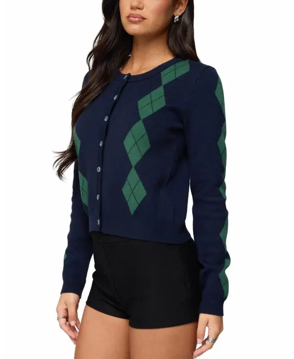 EDIKTED Farren Argyle Cardigan