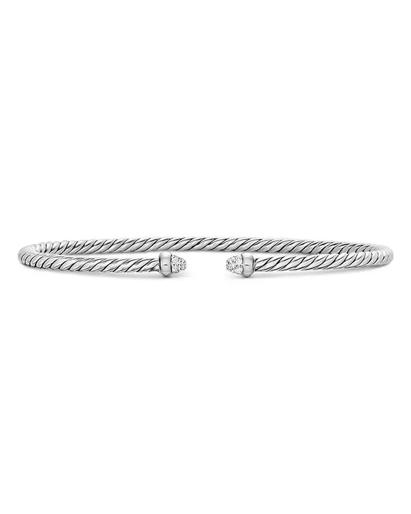 David Yurman Micro Cable Bracelet With Diamonds - Silver
