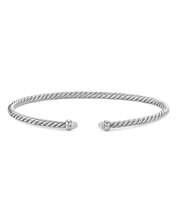 David Yurman Micro Cable Bracelet With Diamonds - Silver