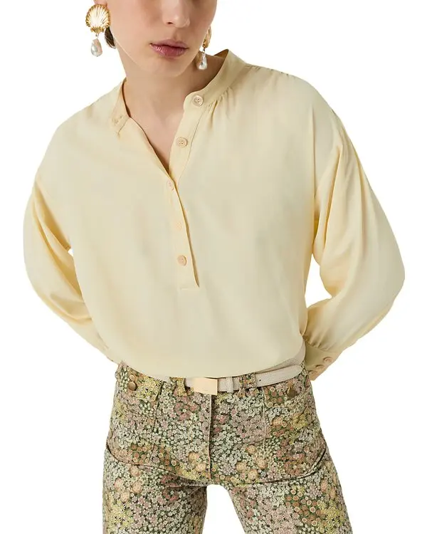 Gerard Darel Cezanne Tunisian Collar Blouse - Yellow