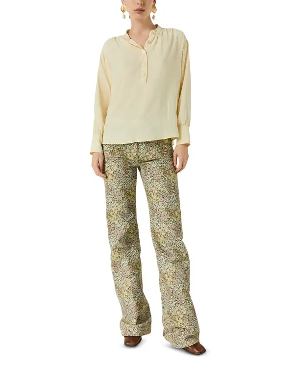 Gerard Darel Cezanne Tunisian Collar Blouse - Yellow