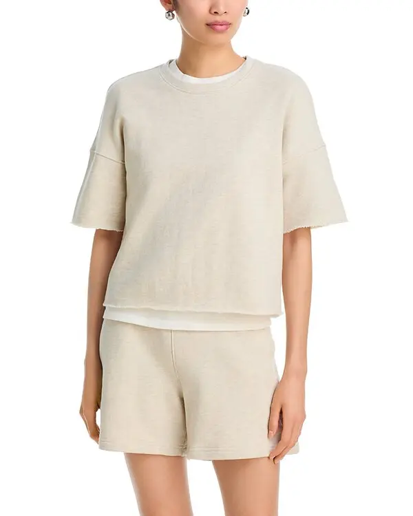 PERFECTWHITETEE Ezra Short Sleeve Sweatshirt - Oatmeal