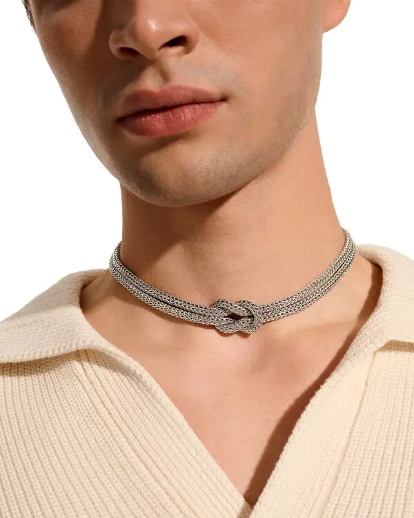 John Hardy Sterling Love Knot Double Strand Chain Necklace