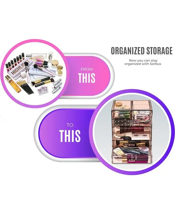 SORBUS 7 Drawer Acrylic Makeup Organizer Case For Cosmetics