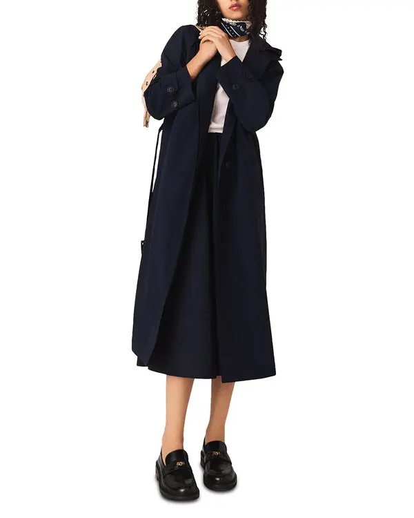 Maje Removable Rhinestone Hood Trench Coat