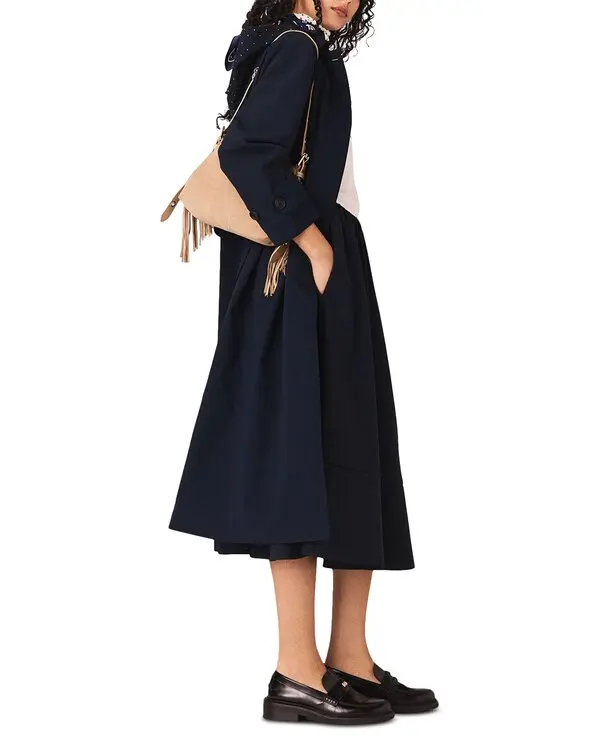 Maje Removable Rhinestone Hood Trench Coat
