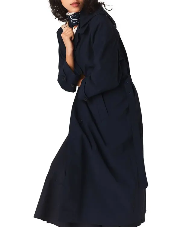Maje Removable Rhinestone Hood Trench Coat