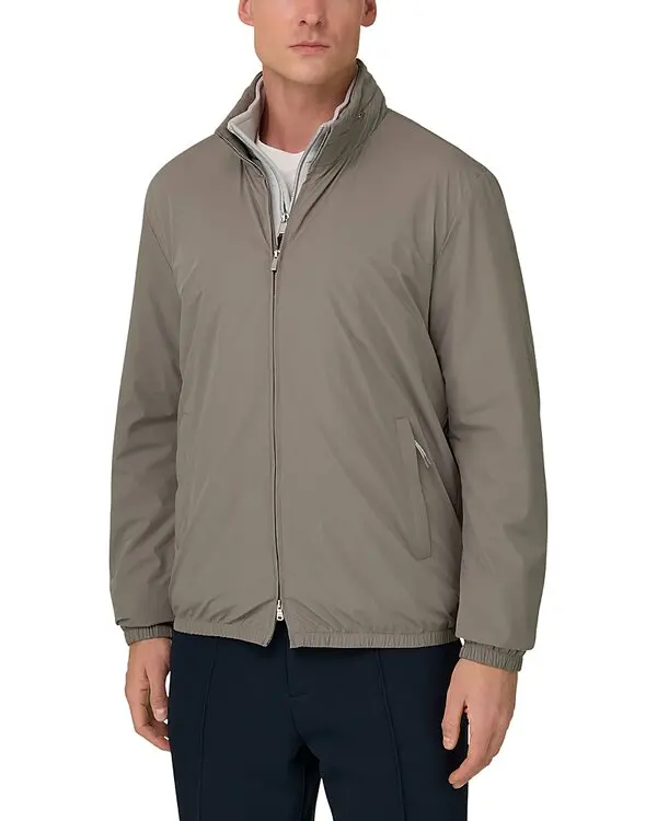 Boggi Milano Technical Fabric Bomber Jacket - Mud