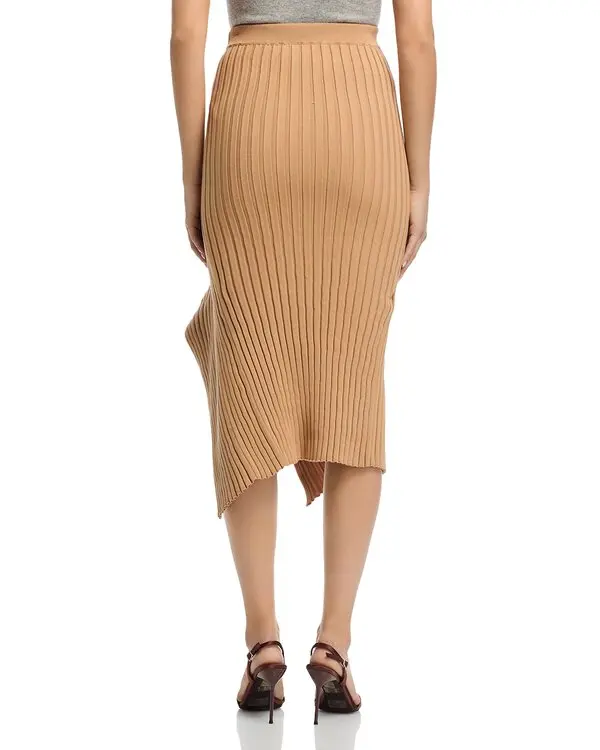 Stella McCartney Ribbed Cotton Skirt With Asymmetrical Hem - Caramel