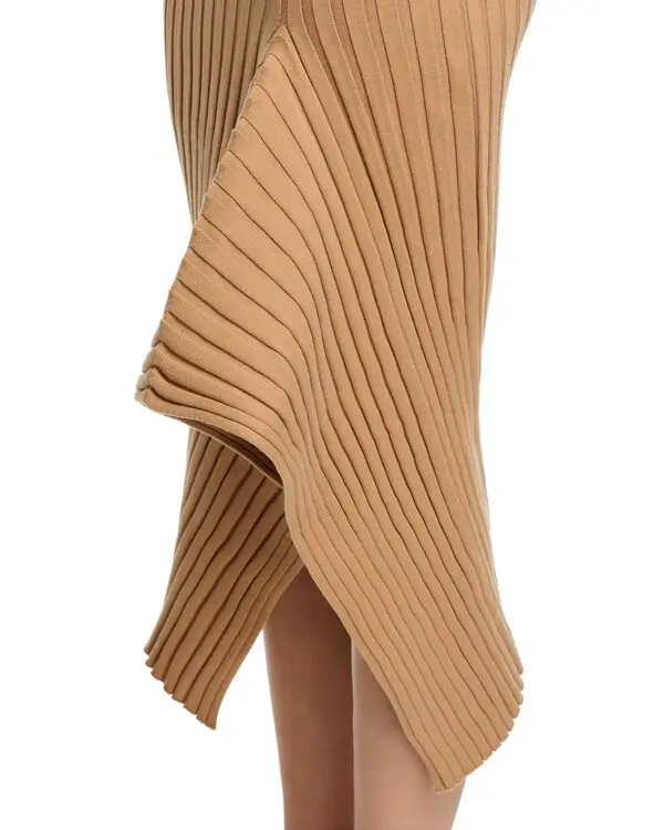 Stella McCartney Ribbed Cotton Skirt With Asymmetrical Hem - Caramel