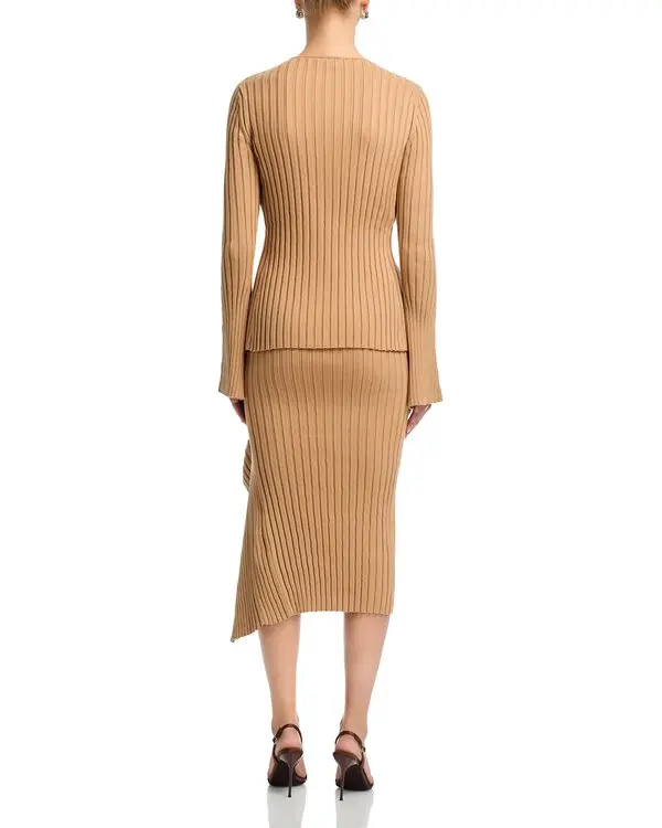 Stella McCartney Ribbed Cotton Skirt With Asymmetrical Hem - Caramel