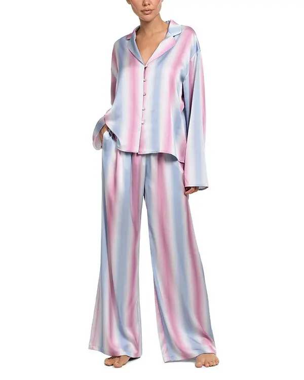 MIDNIGHT BAKERY Satin Pajama Set - Blue