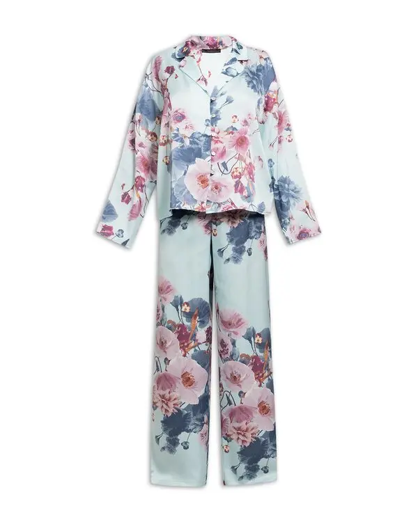 MIDNIGHT BAKERY Satin Pajama Set - Blue