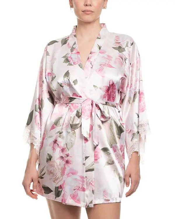 IN BLOOM BY JONQUIL Satin Wrapper Robe - Rosewater