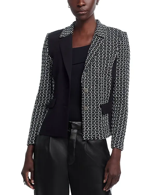 Misook Mixed Media Tweed Knit Blazer
