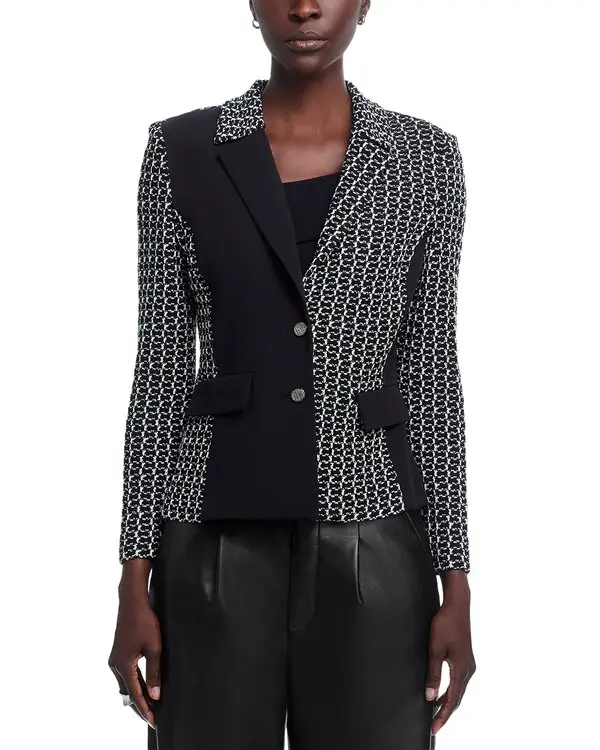Misook Mixed Media Tweed Knit Blazer