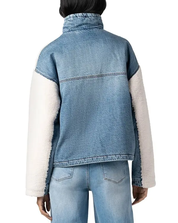 Blanknyc Denim Sherpa Mixed Media Pullover Jacket