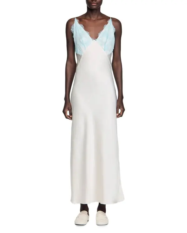 Sandro Tess Lace Trim Dress