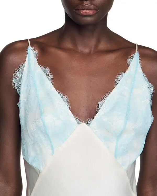 Sandro Tess Lace Trim Dress