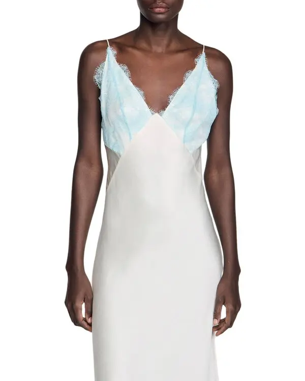 Sandro Tess Lace Trim Dress