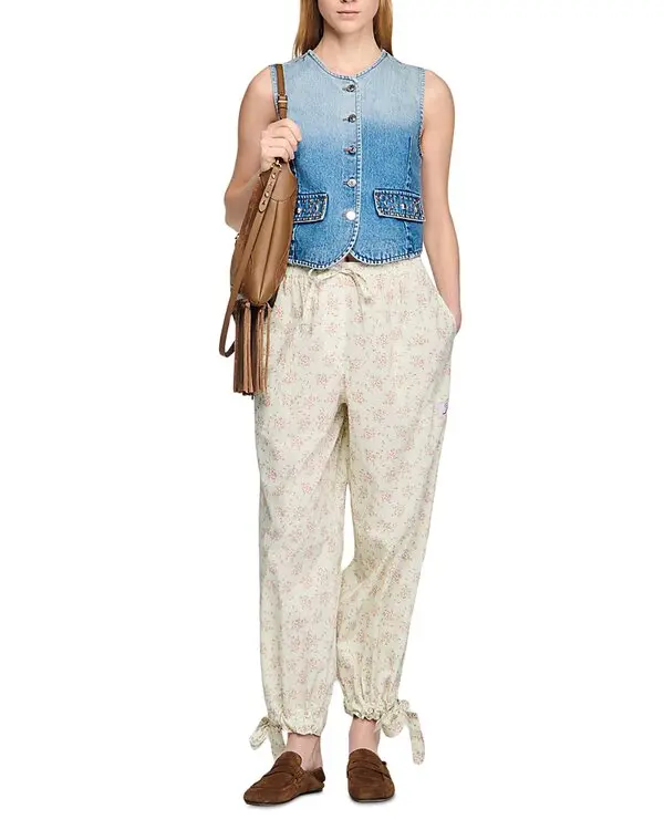 Sandro Cropped Denim Vest