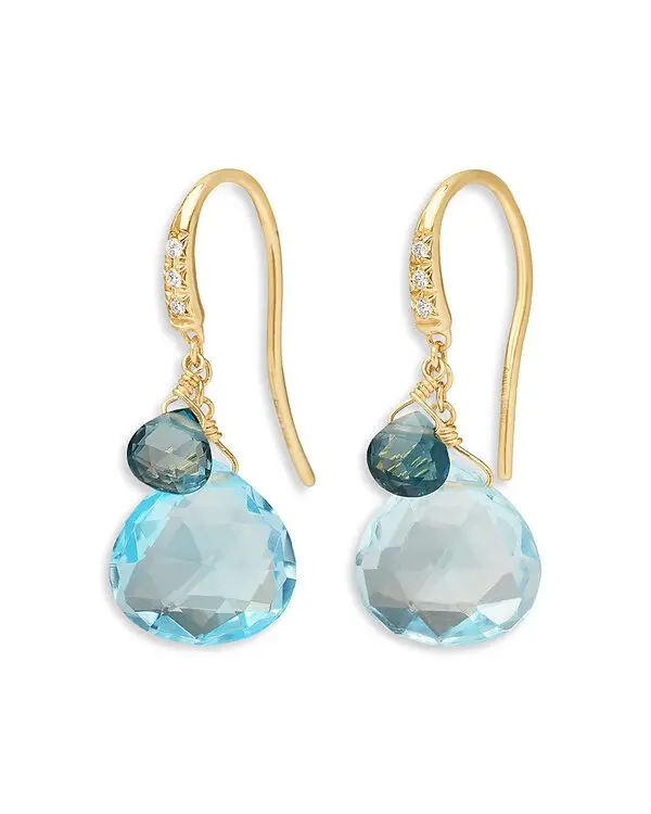 Marco Bicego Paradise Blue Topaz And Diamond Drop Earrings - Gold