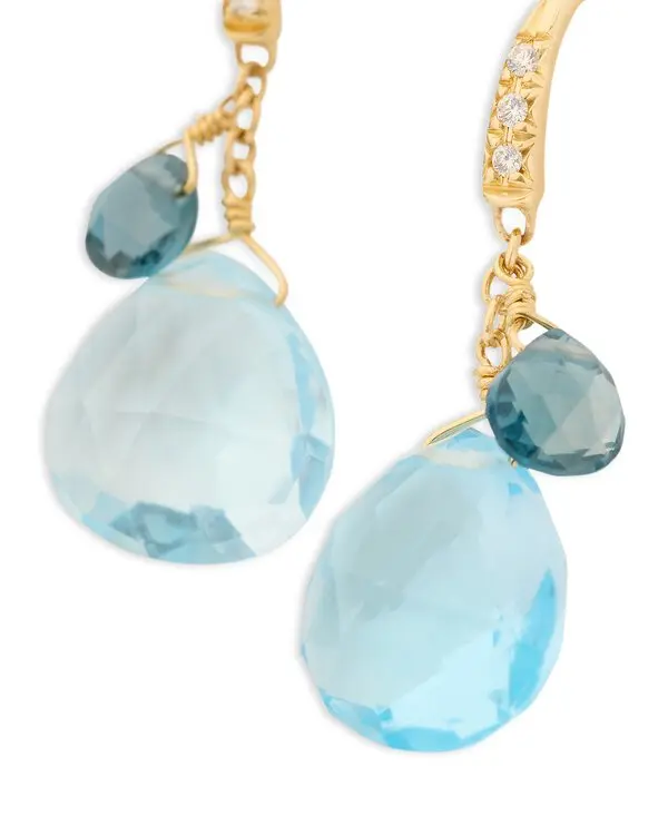 Marco Bicego Paradise Blue Topaz And Diamond Drop Earrings - Gold