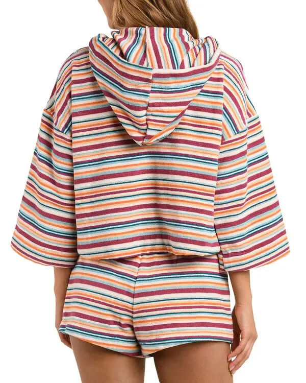 L'Agence Lee Watercolor Stripe Hoodie Swim Cover-up - Multi