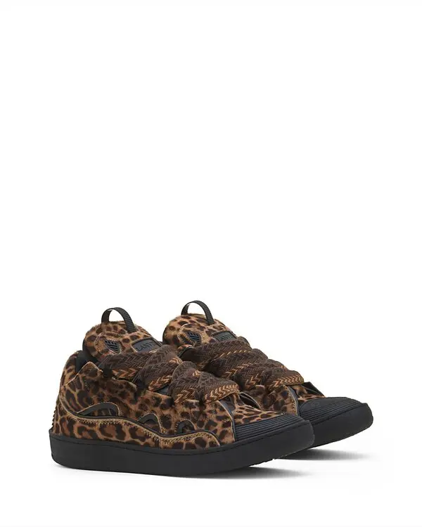 LANVIN Curb Sneakers In Leopard Print Pony Leather - Beige/black.