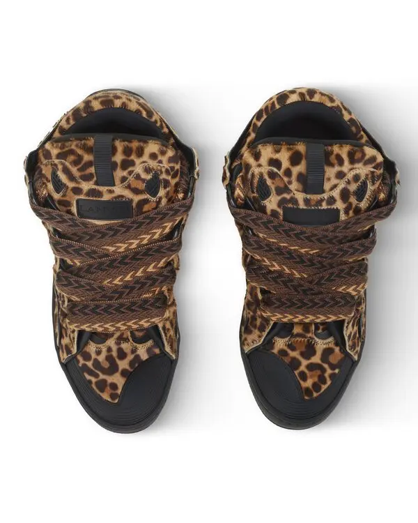 LANVIN Curb Sneakers In Leopard Print Pony Leather - Beige/black.