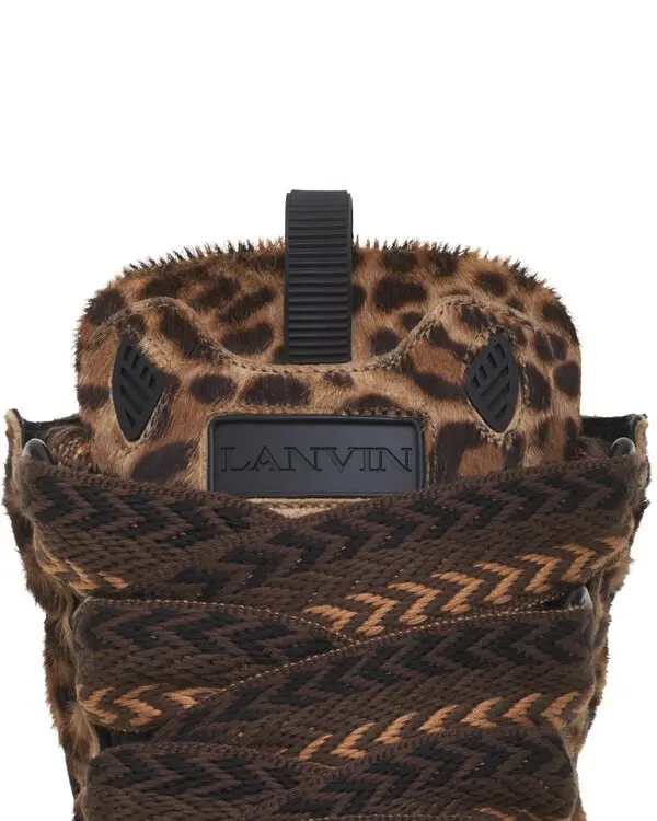 LANVIN Curb Sneakers In Leopard Print Pony Leather - Beige/black.