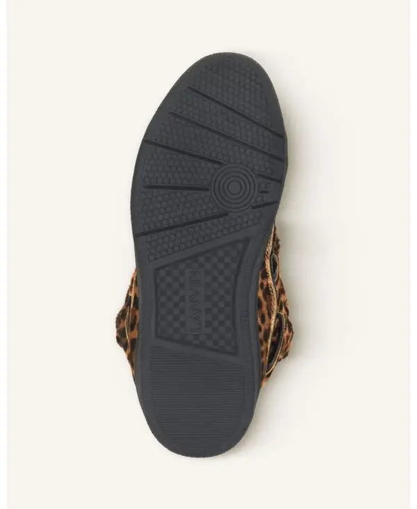 LANVIN Curb Sneakers In Leopard Print Pony Leather - Beige/black.