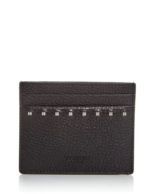 Valentino Garavani Rockstud Leather Card Case - Black