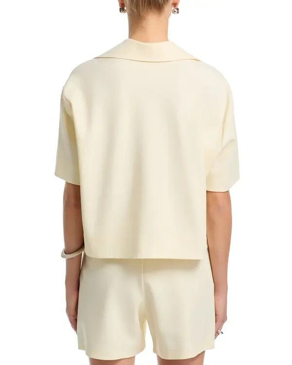 JIL SANDER Short Sleeve Cropped Polo Top - Chalk