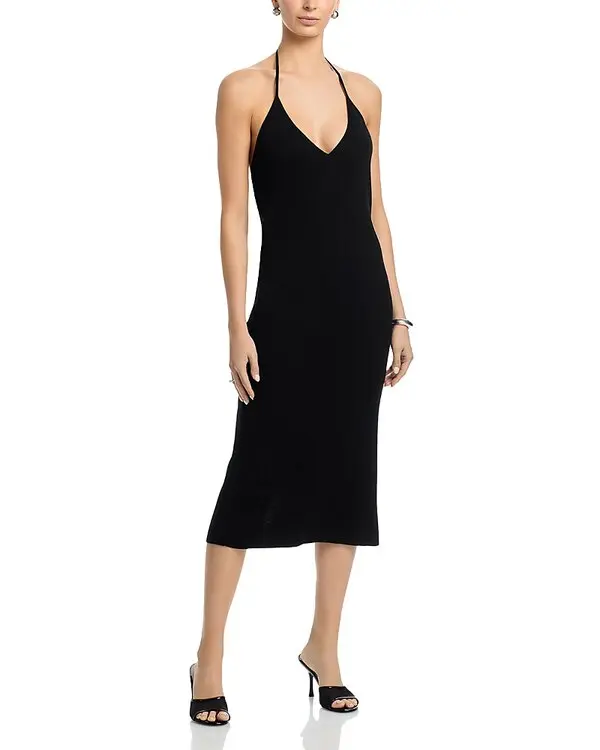 JIL SANDER Wool Halter Midi Dress - Black