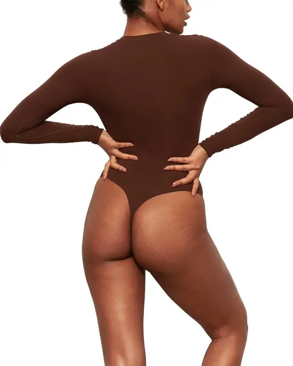 SKIMS Everyday Crewneck Long Sleeve Bodysuit - Cocoa