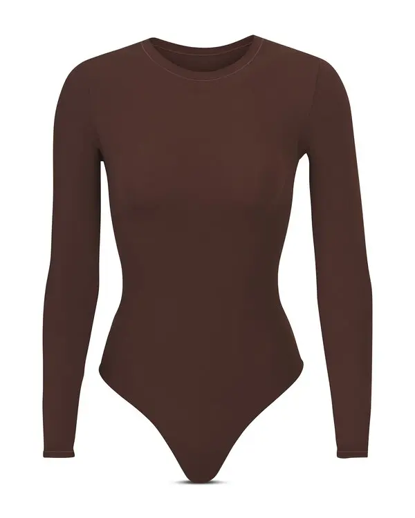 SKIMS Everyday Crewneck Long Sleeve Bodysuit - Cocoa