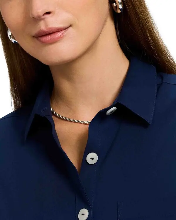 Foxcroft Abigail Short Sleeve Stretch Top - Navy