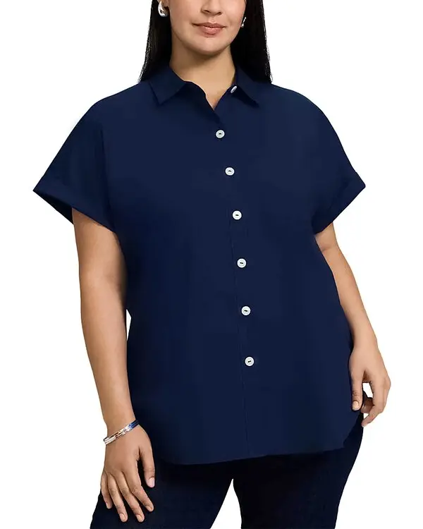 Foxcroft Abigail Short Sleeve Stretch Shirt - Navy