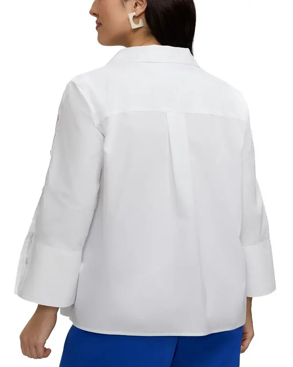 Foxcroft Lainey 3/4 Sleeve Popover Blouse - White