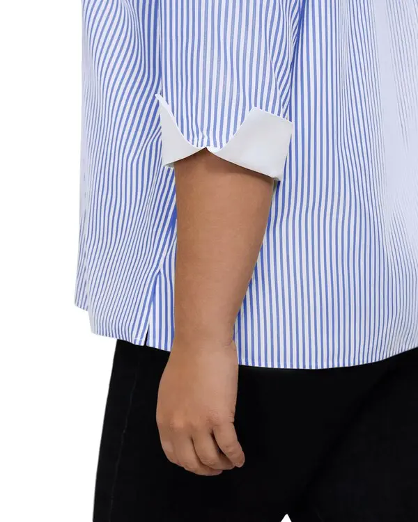 Foxcroft Tammy 3/4 Sleeve Stripe Shirt - Powder Blue