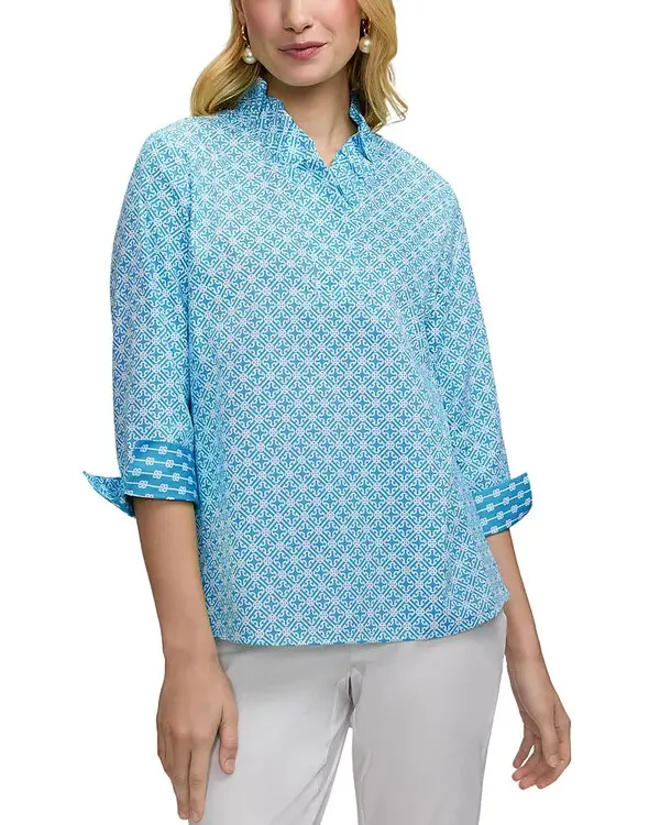 Foxcroft Tammy Geo Lattice Print Top