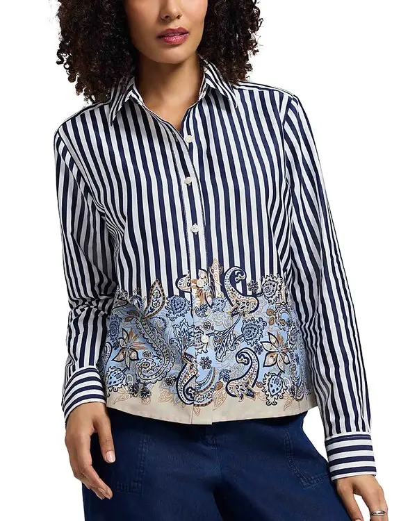 Foxcroft Jodie Mixed Print Shirt - Blue Multi