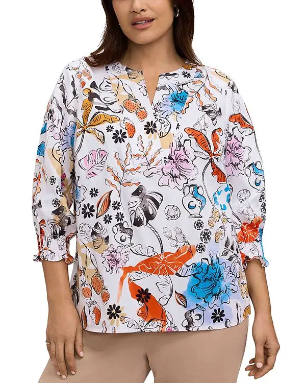 Foxcroft Alicia 3/4 Sleeve Tropical Shirt - Multi